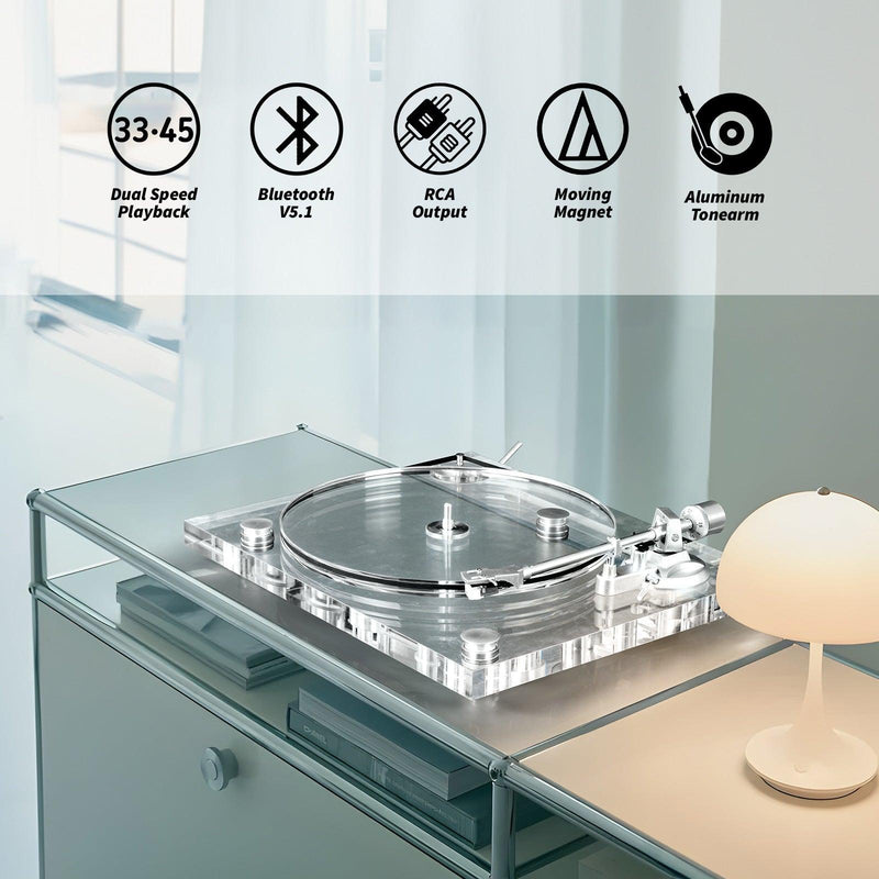 High Fidelity Transparent Bluetooth Out Turntable with ATN3600L Stylus ...