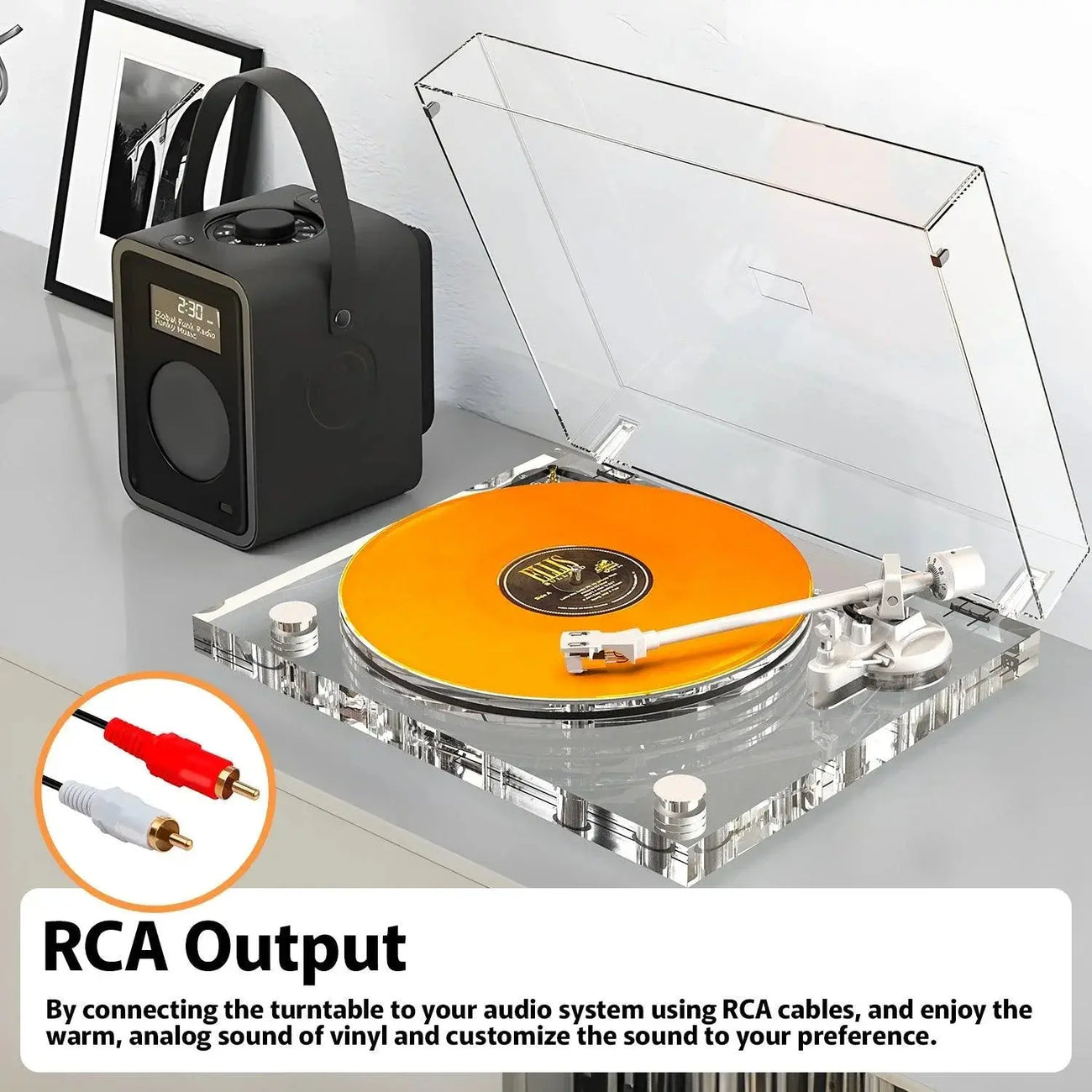 High Fidelity Transparent Bluetooth Out Turntable with ATN3600L Stylus ...