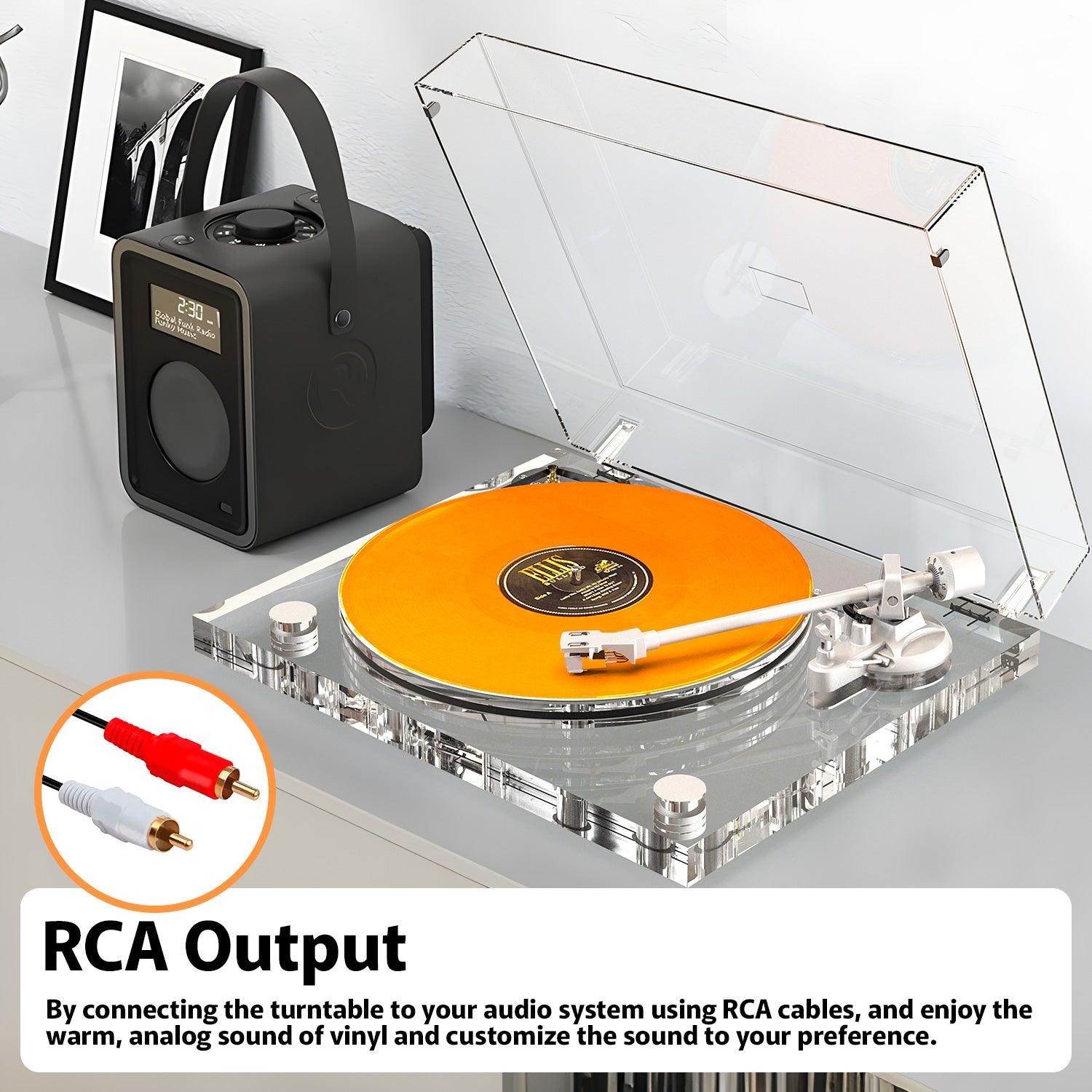 High Fidelity Transparent Bluetooth Out Turntable with ATN3600L Stylus ...