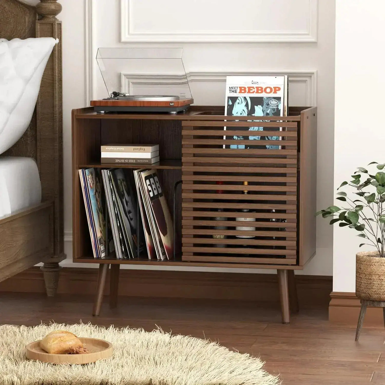 Vintage Wooden Record Player Cabinet with Vinyl Storage | Retrolife ...