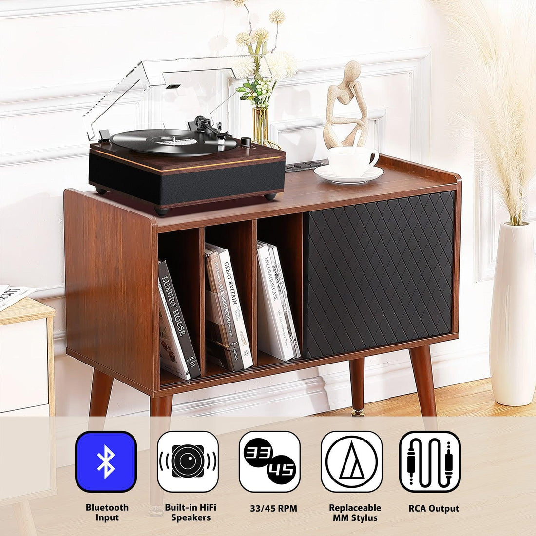 R512 High Quality Bluetooth Record Player with HiFi Speakers ...