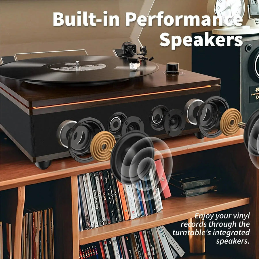 R512 High Quality Bluetooth Record Player with HiFi Speakers ...