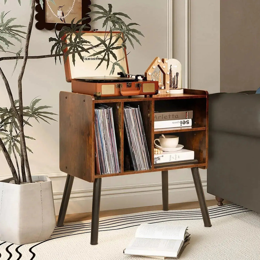 Vintage Wooden Record Player Cabinet with Vinyl Storage | Retrolife ...