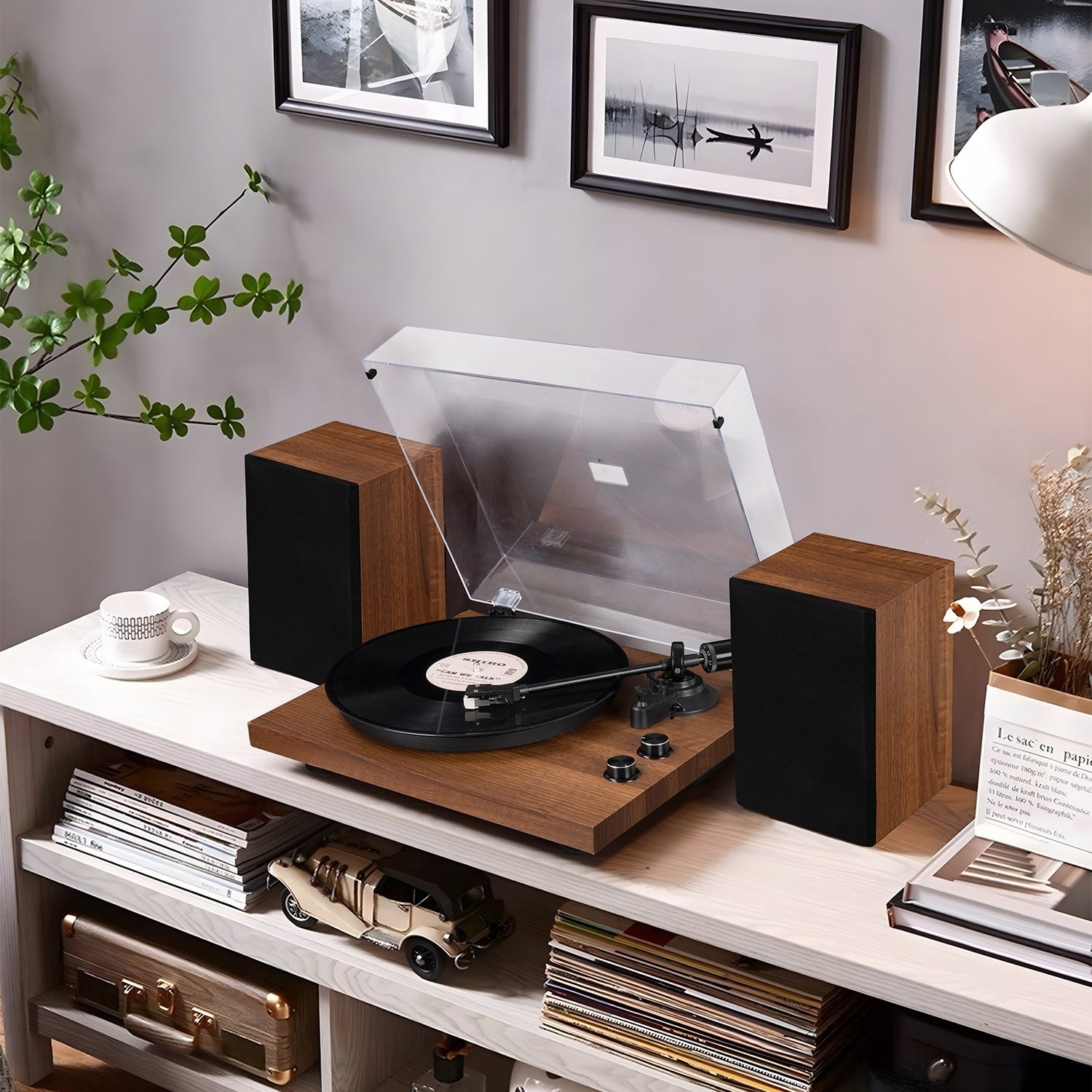 SY101 Bluetooth Record Player HiFi System with External Speakers ...
