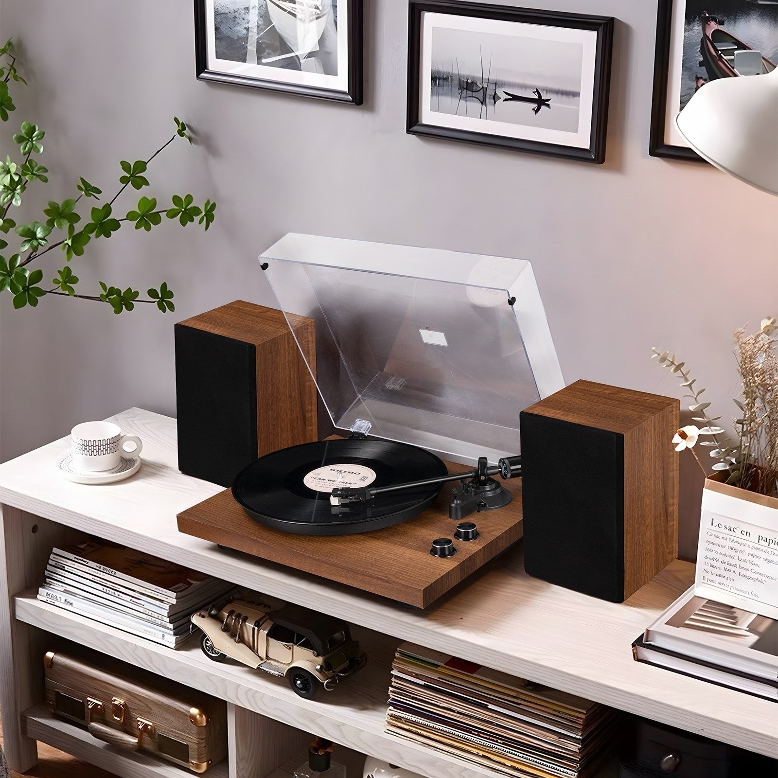 SY101 Bluetooth Record Player HiFi System with External Speakers ...