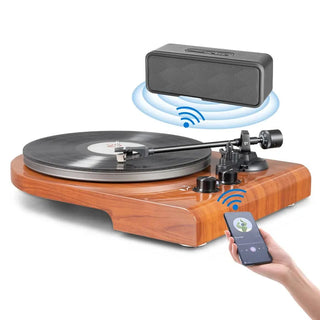 Wooden Turntable with Bluetooth Input/Output & MM Cartridge UD009 ...