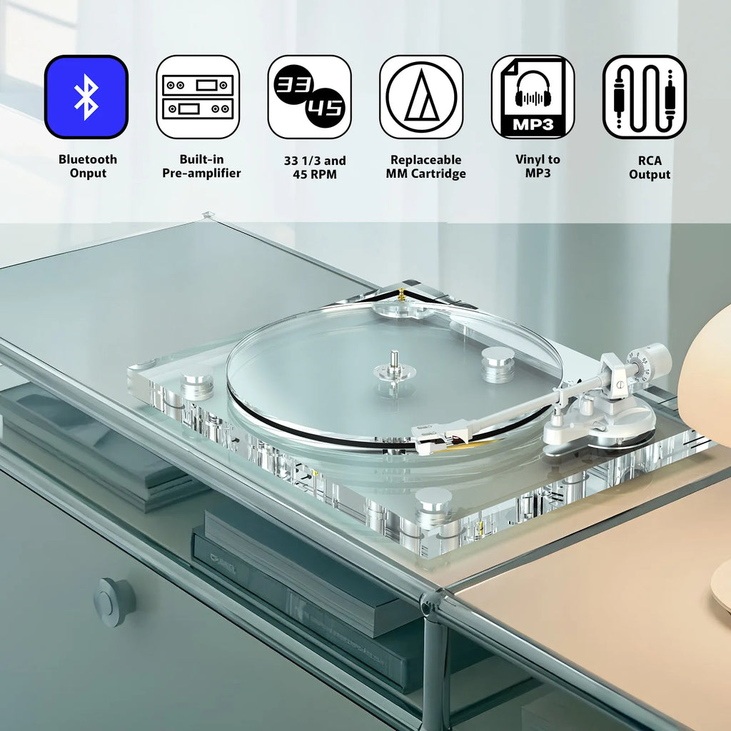 Bluetooth Output Turntable with MM Cartridge & Adjustable Counterweigh ...