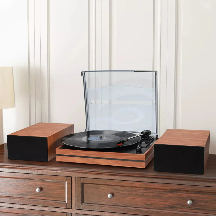 Bluetooth Turntable with 30W External Bookshelf Speakers R612 ...