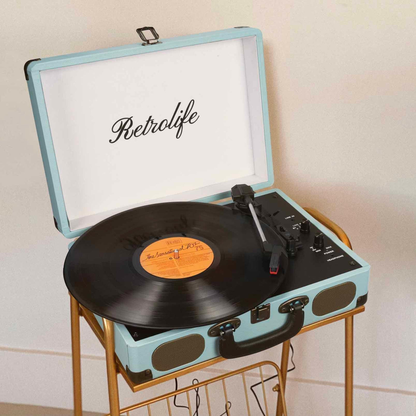 Belt-Driven Vintage Portable Turntable with Wireless Bluetooth R609 ...